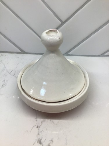 Small Clay Tagine White Hand Made in Morocco Actu New | eBay