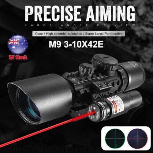 3-10X42E Scope Outdoor Sight Hunting Telescope Rifle Optical Red Laser ...