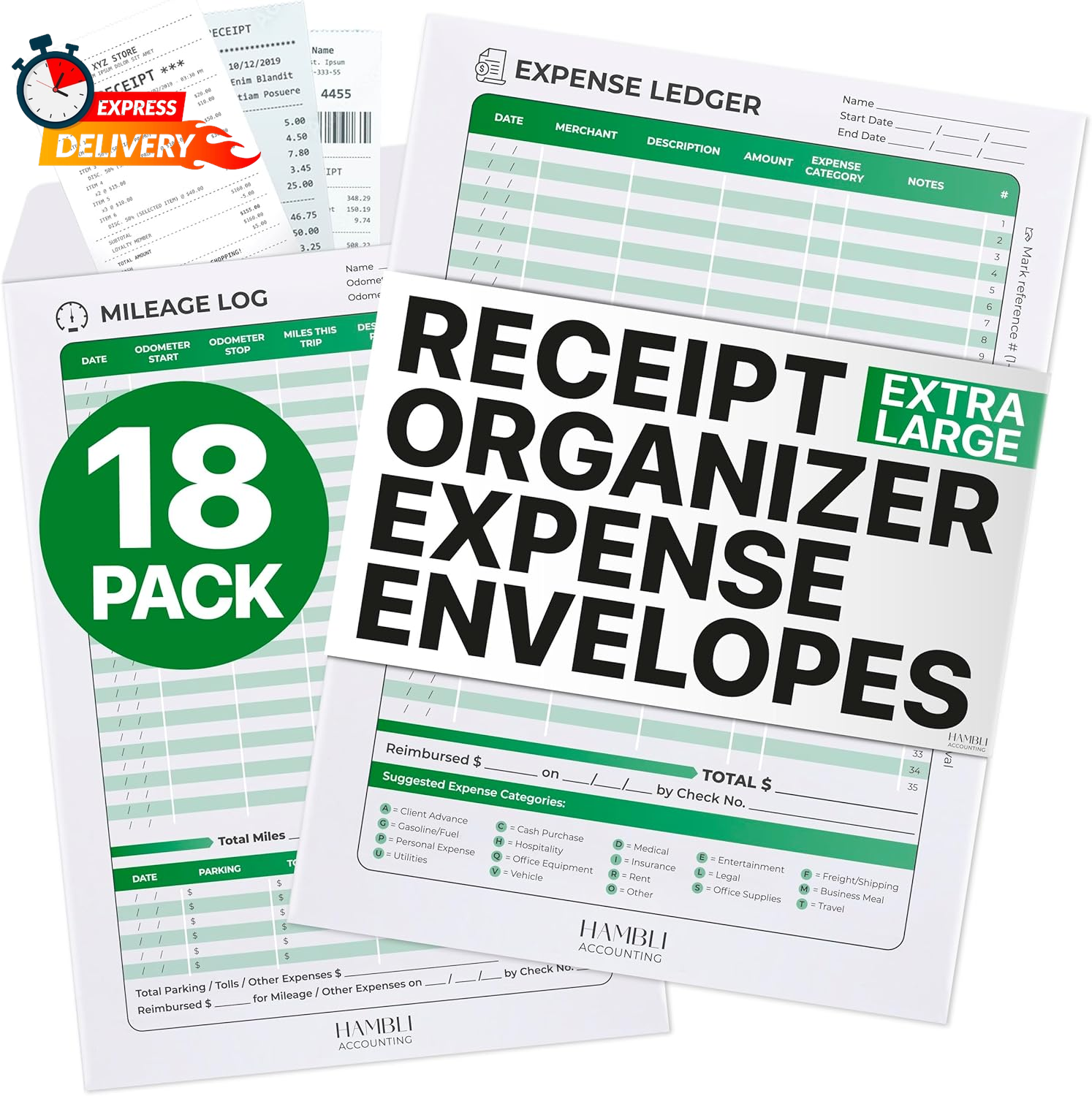 Extra Large Receipt Envelope & Receipts Organizer (Pack of 18 ...