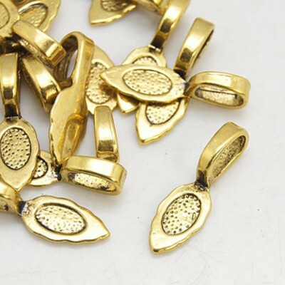 Glue on Jewelry Bails for Pendants Antiqued Gold Medium Findings 10pcs ...