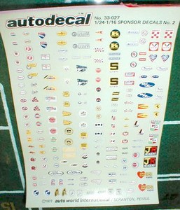Slot Car Model Car Decals 98 Pair Sponsor Decals for 1/24 to 1/16 Scale ...