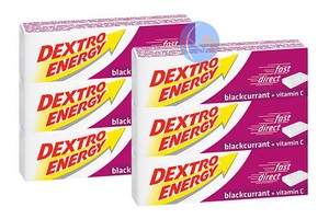 6 X DEXTRO ENERGY GLUCOSE TABLETS BLACKCURRANT 47G. ENERGY FOR SPORT ...