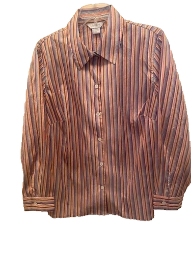 Vintage Koret Shirt Womens Size 18W Multicolor Striped Button Down Long ...