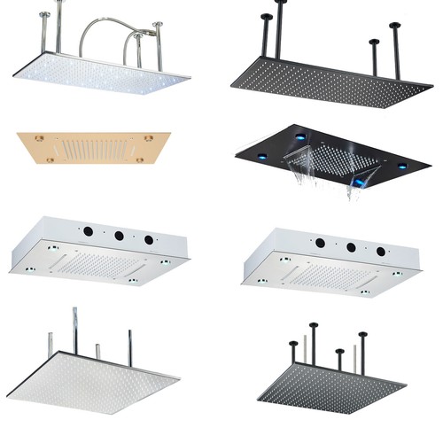 LED Rainfall Large Shower Head High Pressure Ceiling Mounted Overhead ...