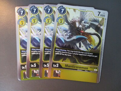 Digimon TCG (2020) - BT6-041 - 4x Manticoremon - Yellow - Rare | eBay UK