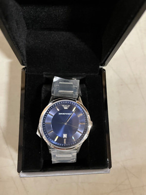 Emporio Armani Men's Watch AR11180 Quartz Blue Dial Date Stainless ...