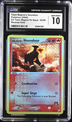 CGC 10 Team Magma's Houndour Team Magma Vs Aqua 62/95 Reverse Holo ...