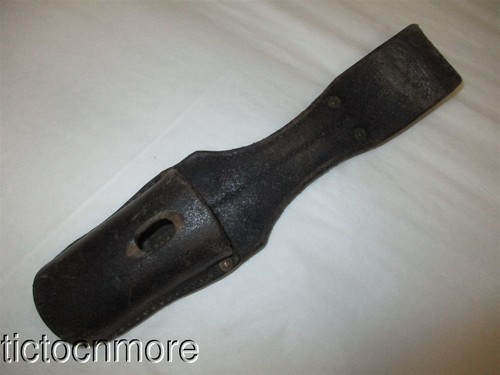 WWI WWII GERMAN MAKER MARKED MAUSER BAYONET SCABBARD FROG BLACK LEATHER ...