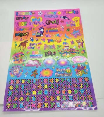 Vintage Lisa Frank Birthday & Seasons Letters Large Jumbo Sticker Sheet ...