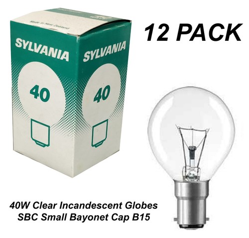 12 x 40W Clear Fancy Round Light Globes Bulbs Lamps B15 Small Bayonet ...