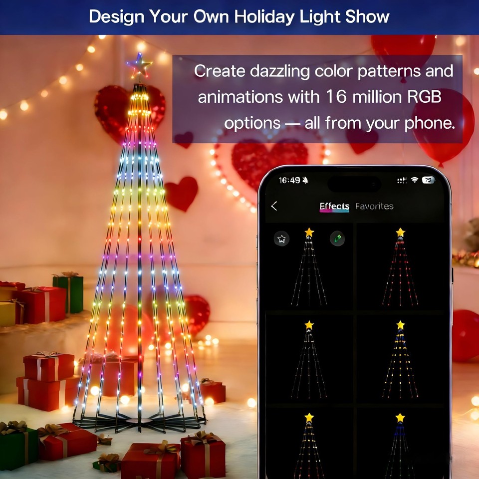 Mystical Glow Cone String Lights, 8ft 340 LEDs Multi-Color Fairy Lights ...