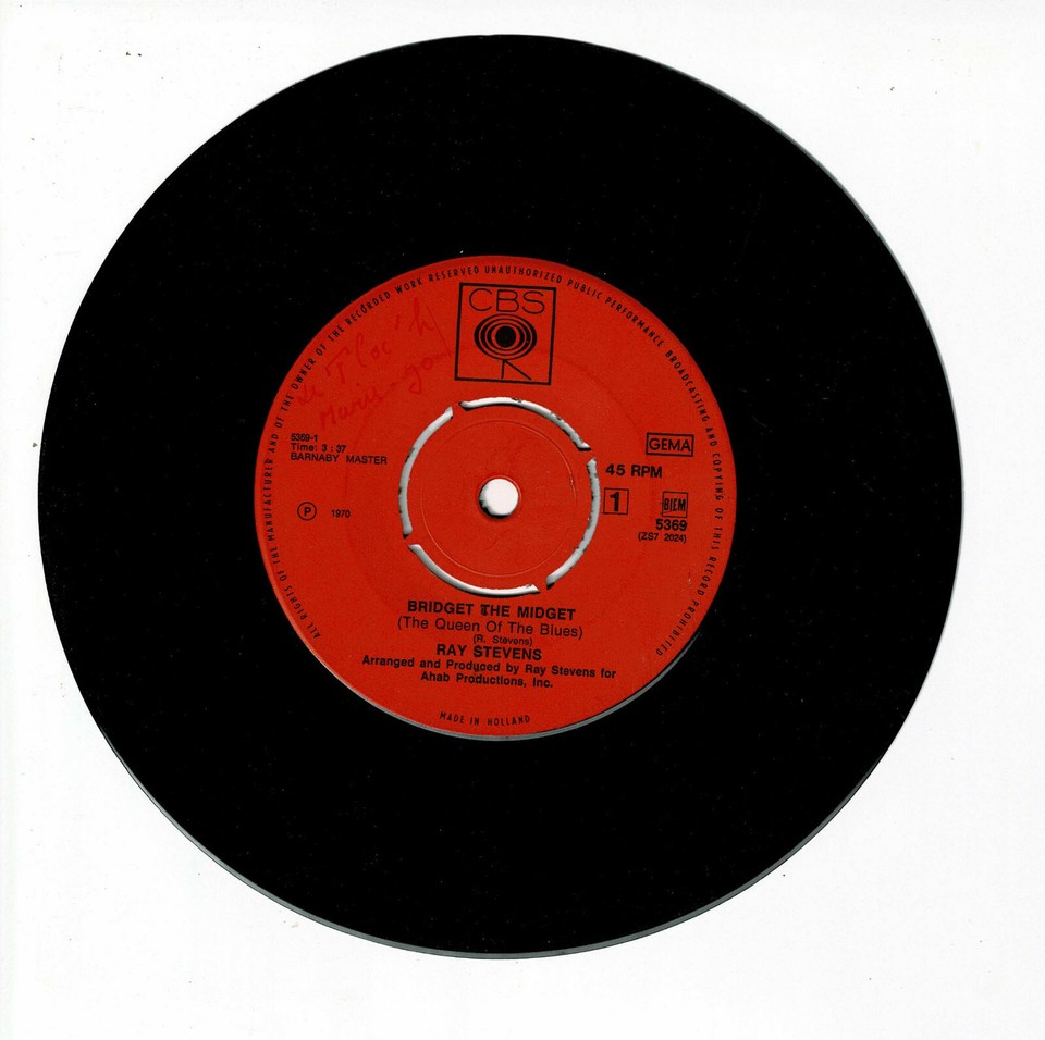 Ray Stevens Vinyl 45 RPM 7" Bridget The Midget - Night People - CBS ...