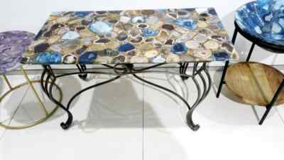 Natural Mix Agate Coffee Table Top, Agate Office Center Table Furniture ...