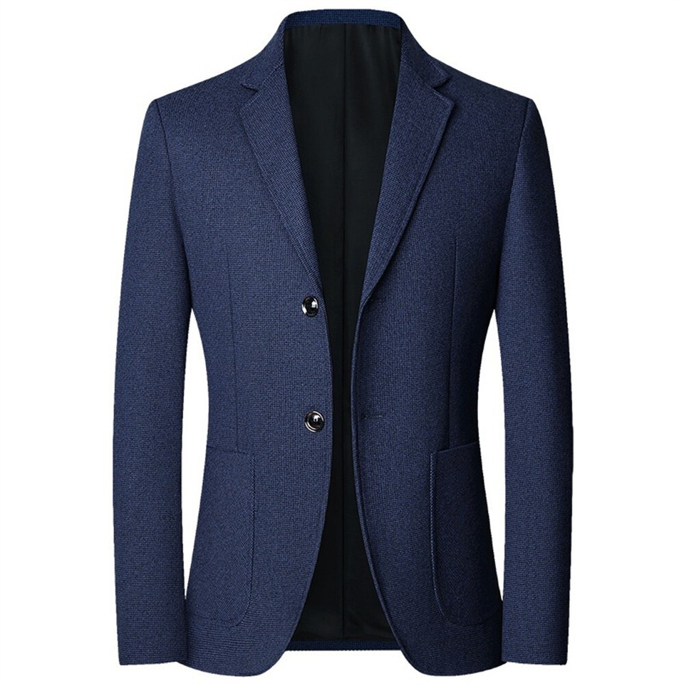Men Formal Work Blazer Jacket Business Casual Button Slim Fit Suit Coat ...