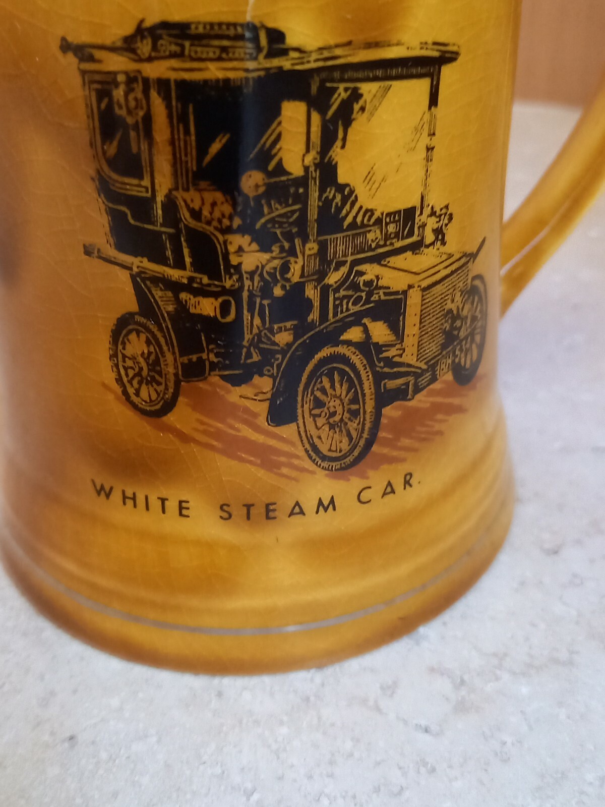 WADE Mug White steam car 1903 Stein tankard Veteran cars club moko line ...