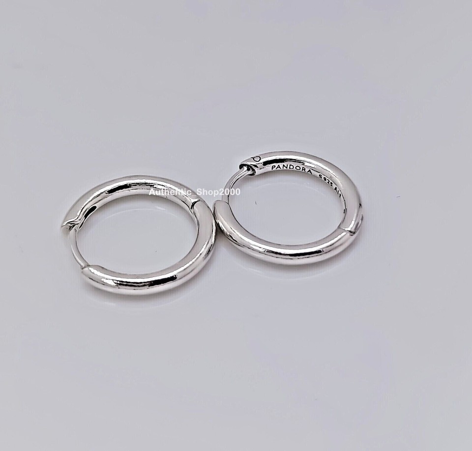 New 100% Authentic PANDORA 925 Moments 18 mm Charm Hoop Earrings ...