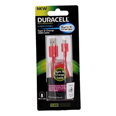 Duracell Sync and Charge Micro USB Cable - (4 ft) Red Compatible with ...