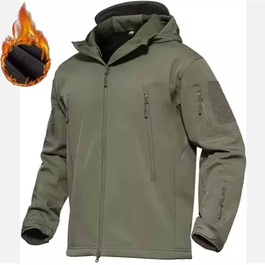 Men Tactical Jacket Soft Shell Waterproof Coat Fleece Lined Zip Up ...
