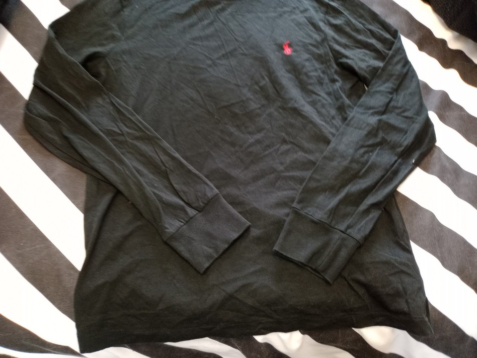 Polo Ralph Lauren Mens Long Sleeve T Shirt S Black Slim Fit Red Polo ...