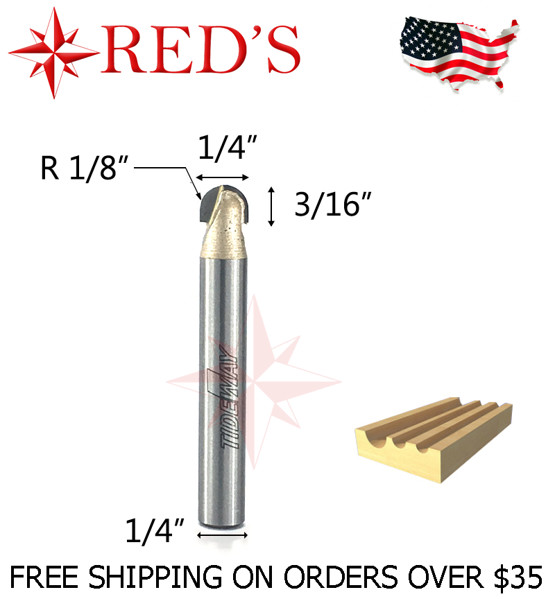Tideway Carbide PRO LC05020404 1/8" Radius Core Box 1/4" shank router ...