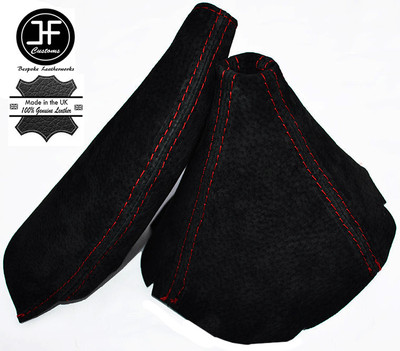 RED STITCHING BLACK SUEDE SHIFT BOOT & E BRAKE FITS NISSAN 350Z Z33 ...