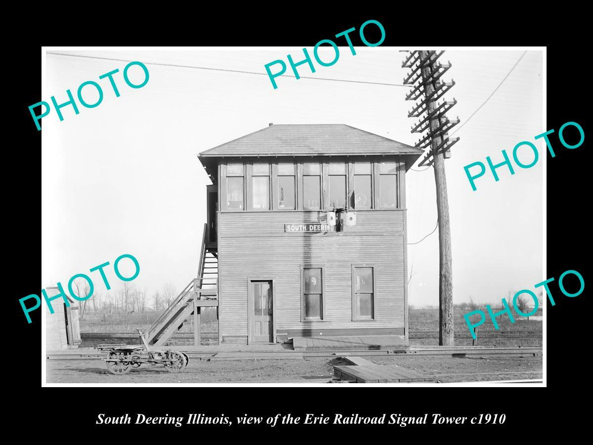 OLD 6 X 4 HISTORIC PHOTO OF SOUTH DEERING ILLINOIS ERIE RAILROAD TOWER ...