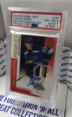 2018-19 SP Game Used Jordan Kyrou Red Spectrum Rookie Patch /15 PSA 8 ...