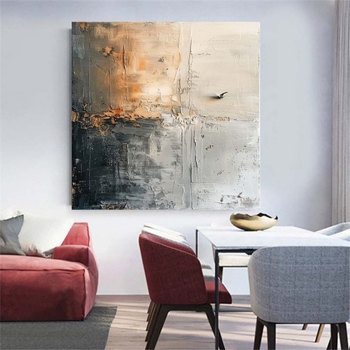 yellow abstract oil painting hand painted on canvas Spatial Serenity ...