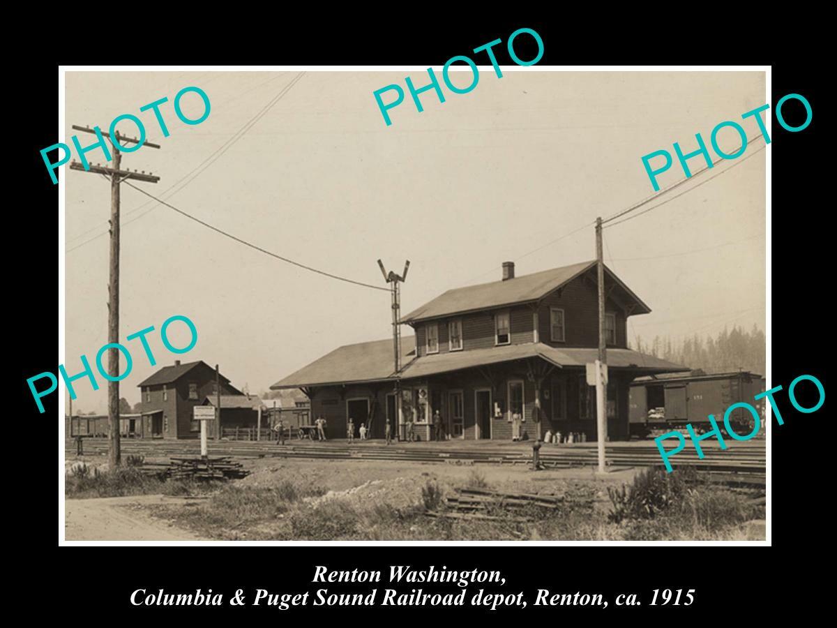 OLD 8x6 HISTORIC PHOTO OF RENTON WASHINGTON THE RAILROAD DEPOT STATION ...