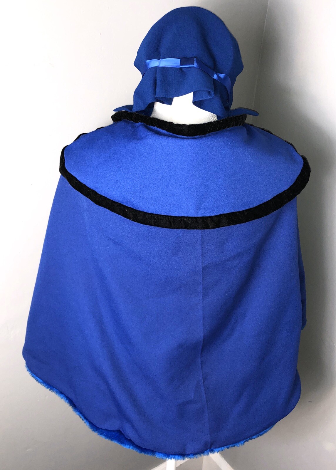 Amish Mennonite Hand Made Girls Blue Button Cape Cloak Bonnet Hat Cap ...