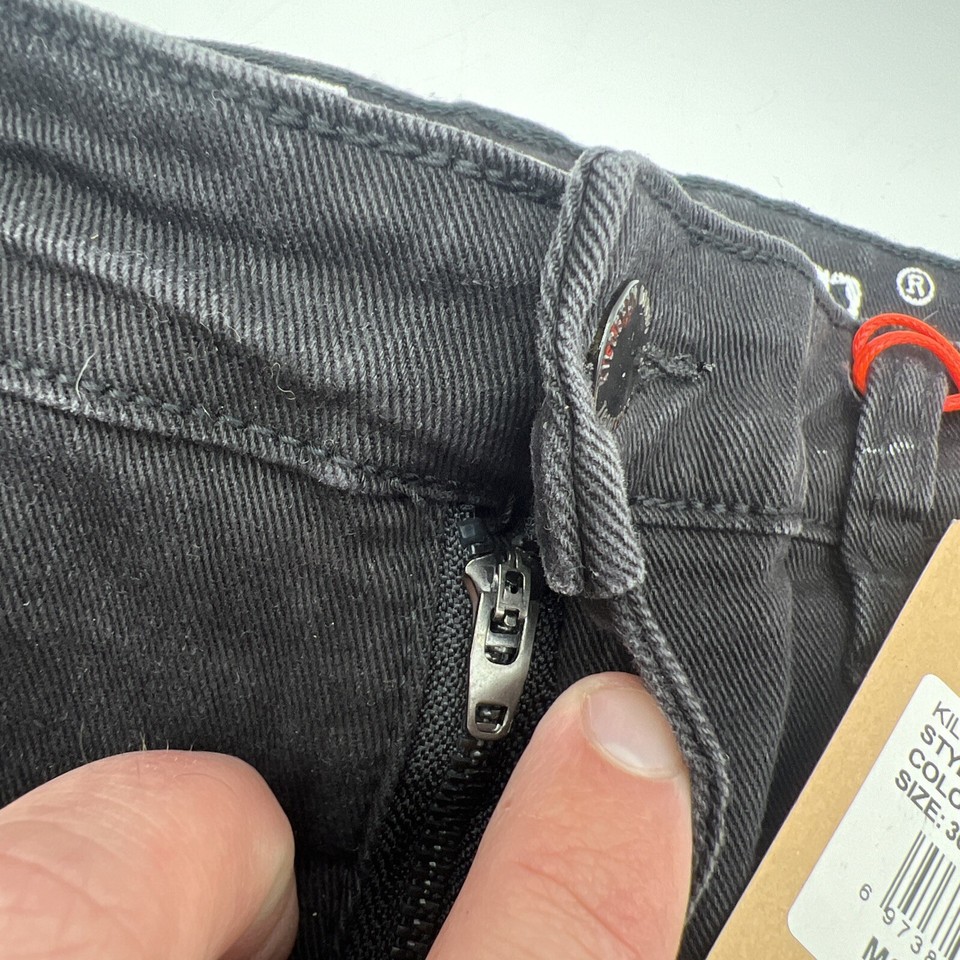 KILOGRAM DISTRESSED STRETCH BLACK DENIM JEANS WITH PAINT STRIPES MEN'S ...