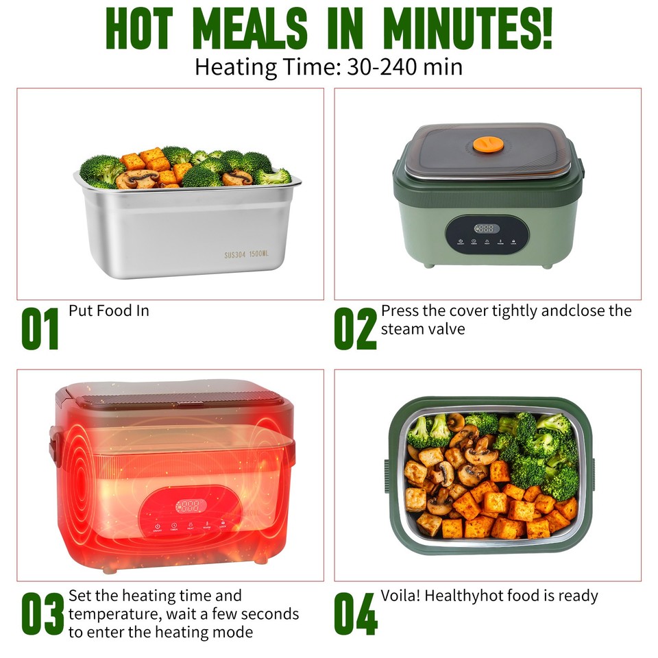 Cordless Electric Lunch Box for Adults 4500mAh Rechargeable Food Lunch ...