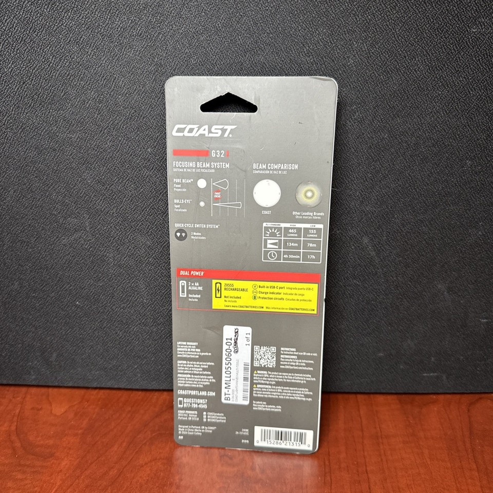 Coast G32 Pro Grade Flashlight with Focusing Beam 465 Lumens IPX4 (3150 ...