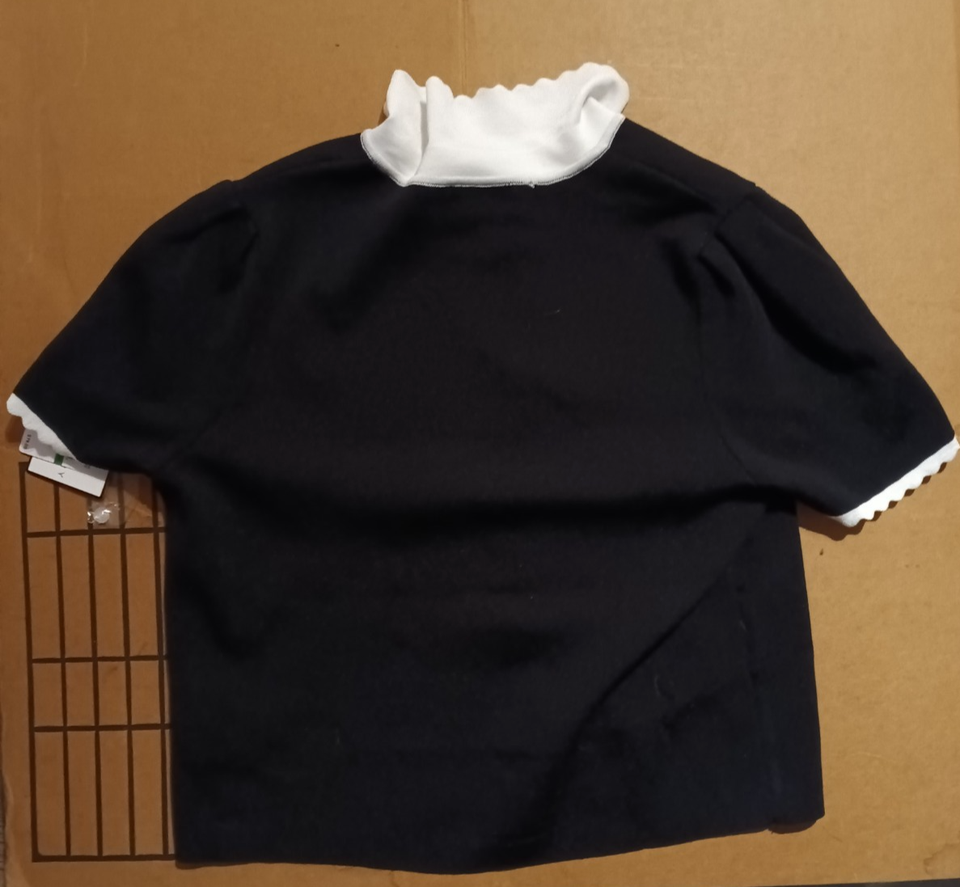 Laundry by Shelli Segal Womens Black & White Scalloped Trim Cropped ...