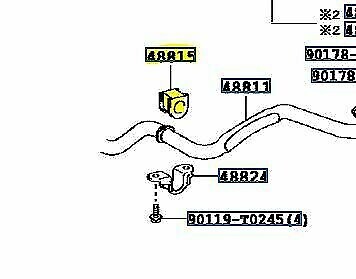 488150K010 GENUINE Toyota BUSH BUSH, FRONT STABILIZER BAR, NO.1 48815 ...