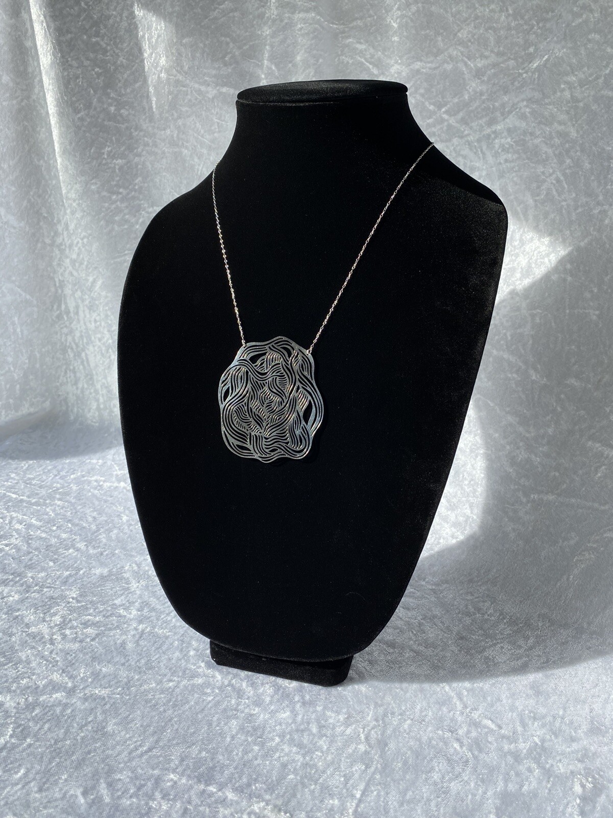 Designer Alucik Sterling Silver Abstract Necklace - Gem