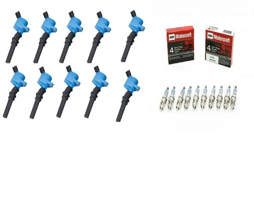 10+Heavy Duty Ignition Coils Blue FD503 & 10+ Motorcraft Plugs Plat ...