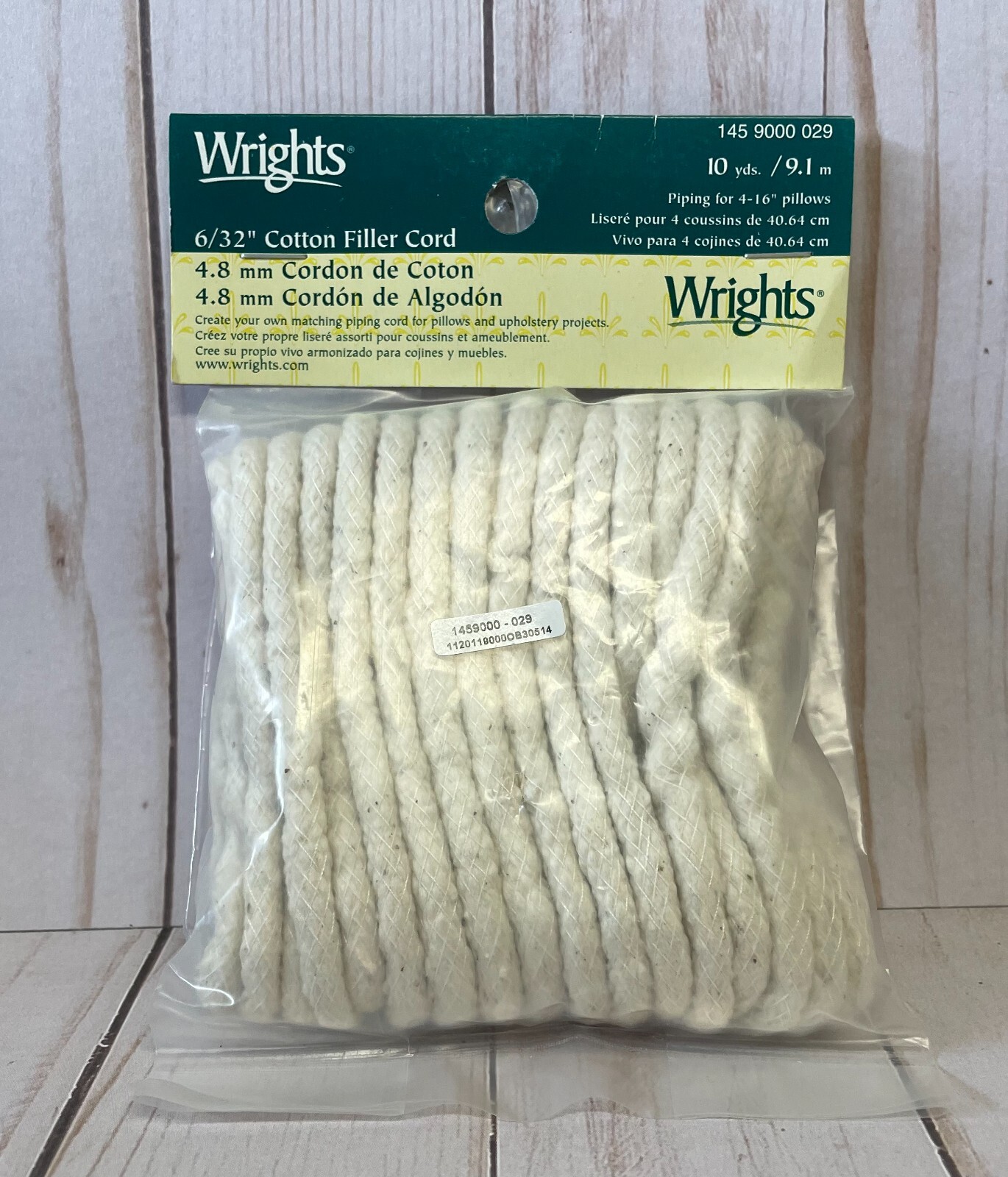 Wrights Cotton Filler 6/32" Cord 10 Yards Piping Cording Home Decor ...