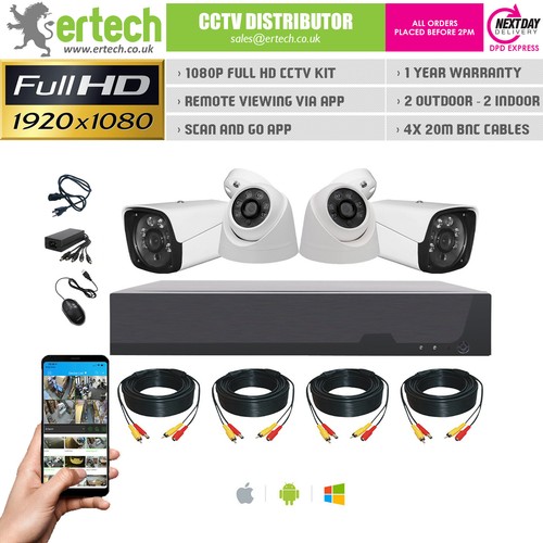 4CH HD DVR Home CCTV Kit 4 Camera Security System APP IR Outdoor Night ...