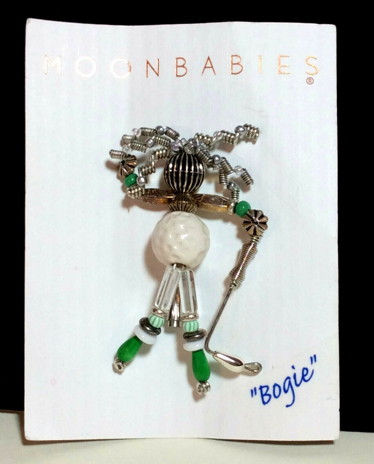 MOONBABIES GOLFER "BOGIE' BROOCH STICK PIN, MADE IN THE USA, NEW WITH ...