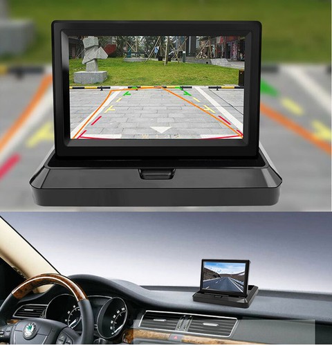 Foldable 5in Car Rear View Monitor Night Vision Backup Camera DVD ...