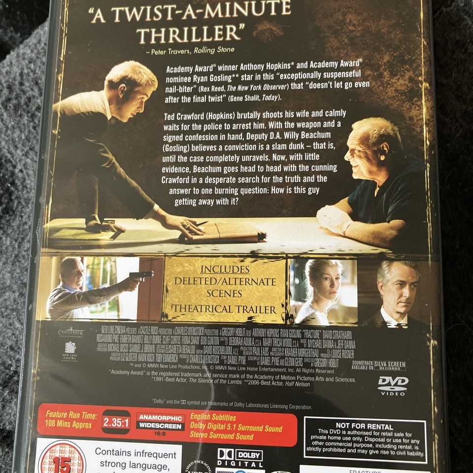 Fracture DVD, 2007 Anthony Hopkins, Ryan Gosling 5017239194788 | eBay