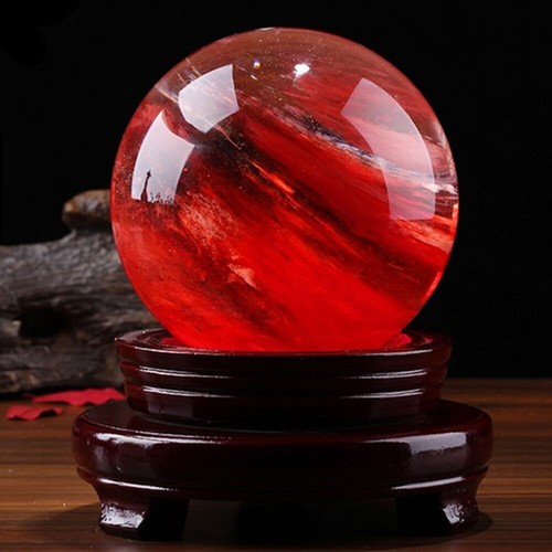 80mm Rare Red Citrine Calcite Quartz Crystal Sphere Ball Healing ...