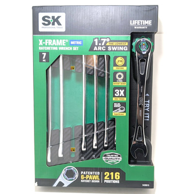SK Professional Tools Ratcheting Wrench 7pc Set Metric X-Beam & Foam ...
