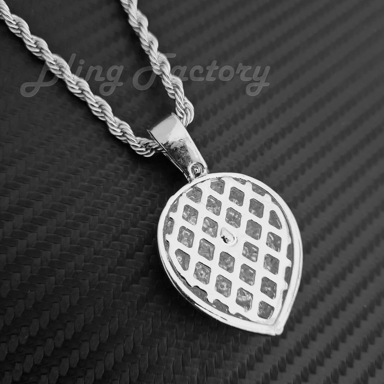 Hip Hop Silver PT Alien Pendant w/ 24" Rope Chain & 18" Iced Cuban ...