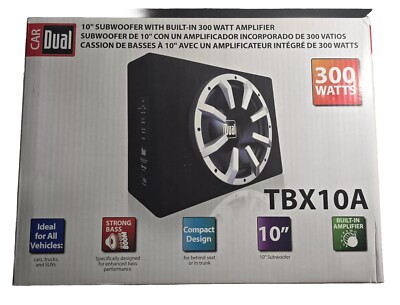 Dual Powered Subwoofer 10 in. Built-in Amplifier 300W Peak Power New ...