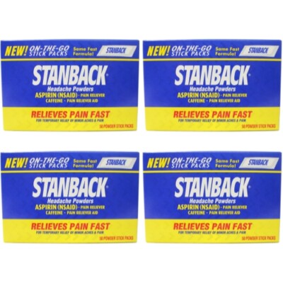 4 Pack Stanback Stick Pack Headache Powders 50 Count Each | eBay