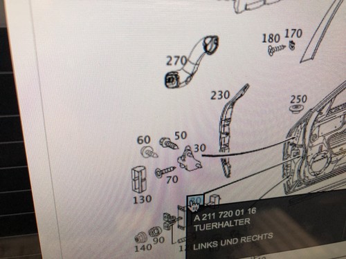 Mercedes W211 E Klasse Türfangband Türhalter vorn Links oder Rechts ...