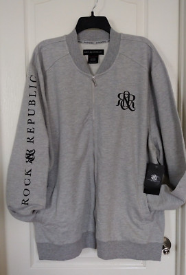 NWT Men's Rock & Republic Bomber Jacket Size 2XL Logo Full Zipper Two ...