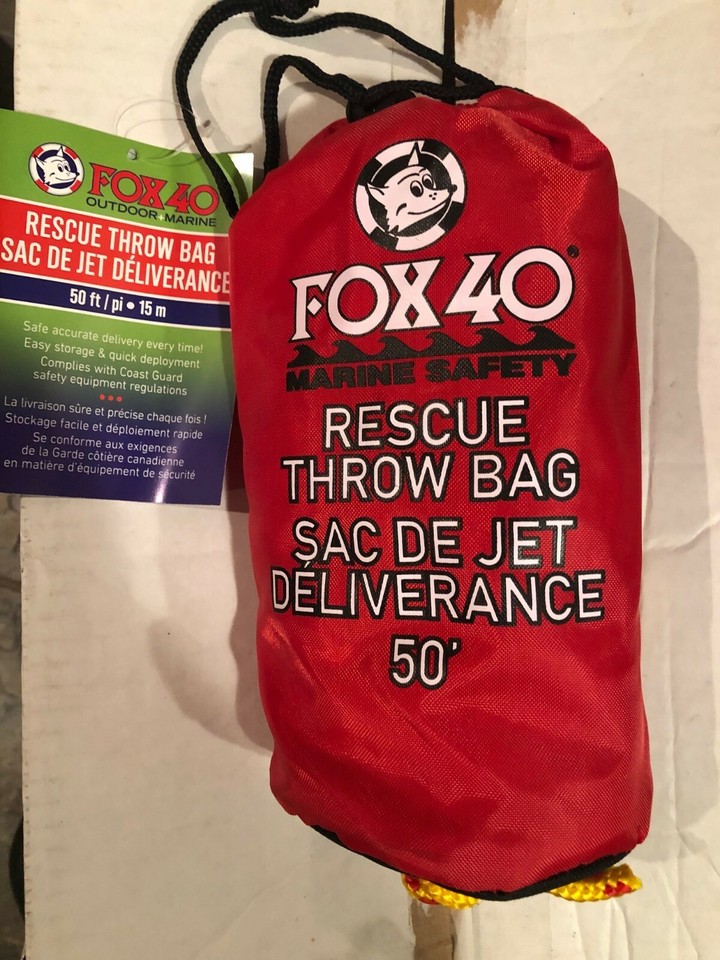 Fox 40 Rescue Throw Bag! Kayak Canoe Small Boat First Aid Rope 50' Foot ...